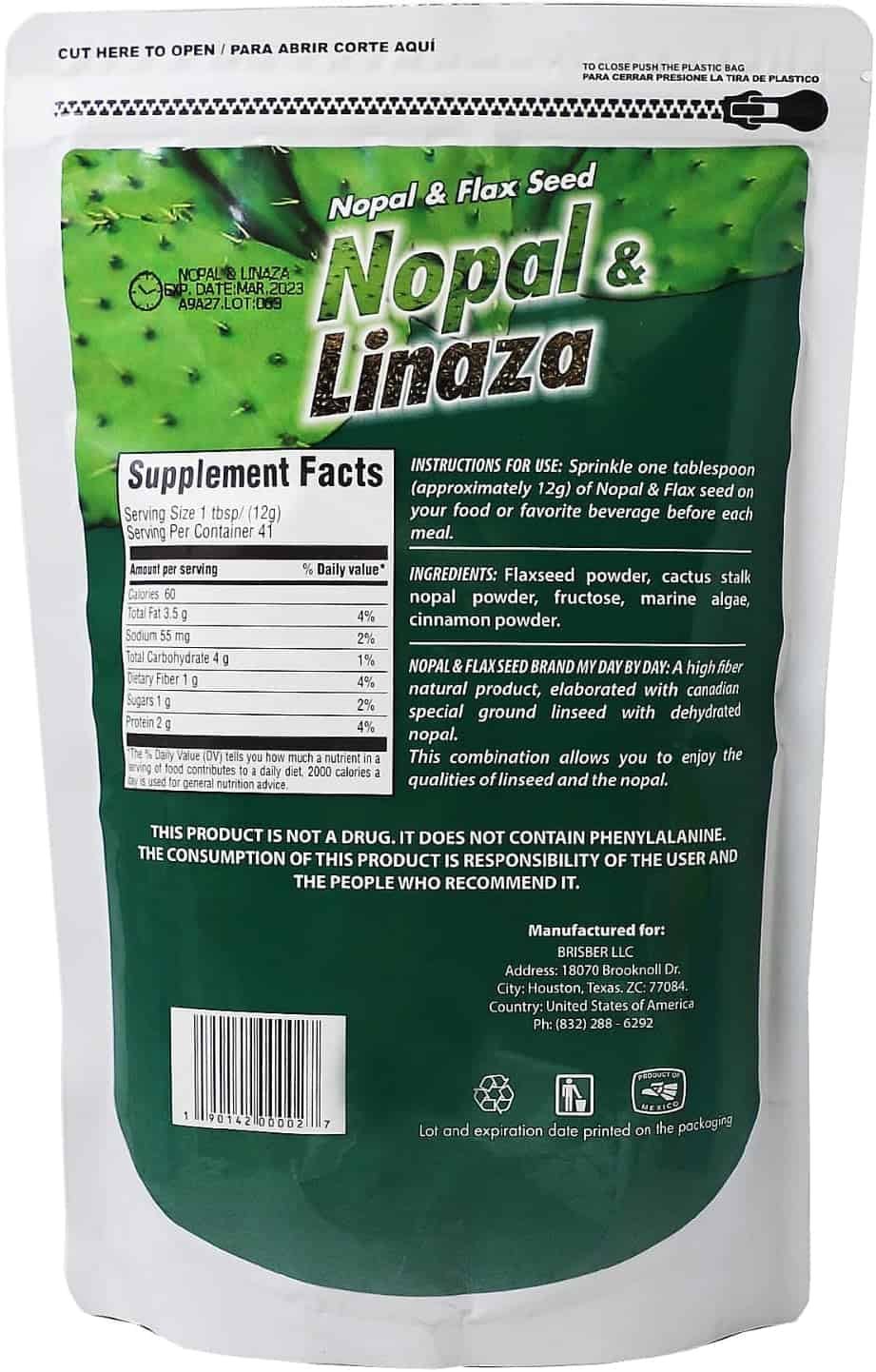 MI FIBRA DIARIA, My Day by Day, Nopal and Flax Seed, Natural Fiber, 17. ...